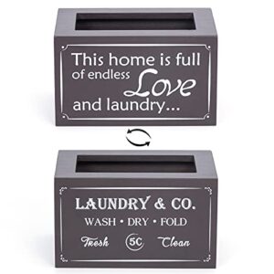 dryer sheet holder for laundry room decor, dryer sheets dispenser fabric softener dispensing container 2 side