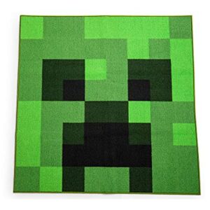 Minecraft Green Creeper Large Square Area Rug | Official Video Game Collectible | Indoor Floor Mat, Rugs for Living Room and Bedroom | Home Decor for Kids Room, Playroom | 52 x 52 Inches