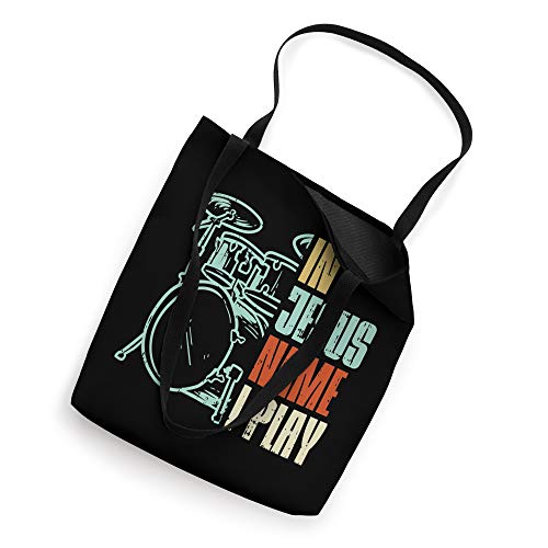 Jesus Name I Play Drums God Drumming Music Christian Drummer Tote Bag