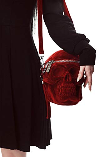 Killstar Grave Digger Blood Red Skull Gothic Velvet Handbag Purse KSRA001500