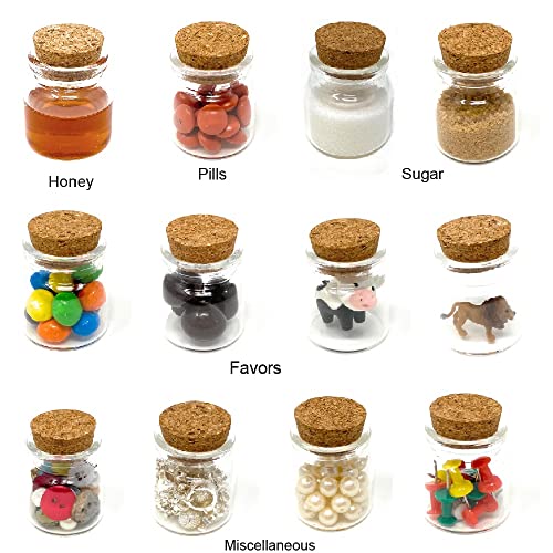 AVELLIM Mini Glass Bottles with Cork Stoppers 20ml 1.6”x1.4” Tiny Spell Jars, Wishing Bottles, Message Bottle for Wedding and Baby Shower Favors (16 Pcs)