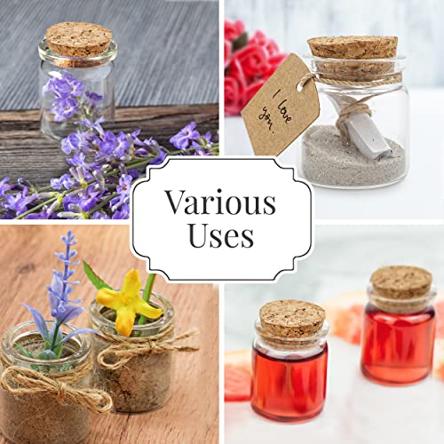 AVELLIM Mini Glass Bottles with Cork Stoppers 20ml 1.6”x1.4” Tiny Spell Jars, Wishing Bottles, Message Bottle for Wedding and Baby Shower Favors (16 Pcs)