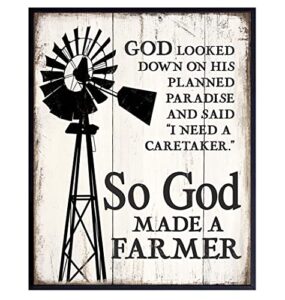 so god made a farmer wall decor – 8×10 farm poster – farm wall art sign – farm pictures – farm wall decor for living room, kitchen – christian religious gifts – farmhouse decor – paul harvey