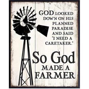 So God Made a Farmer Wall Decor - 8x10 Farm Poster - Farm Wall Art Sign - Farm Pictures - Farm Wall Decor for Living Room, Kitchen - Christian Religious Gifts - Farmhouse Decor - Paul Harvey