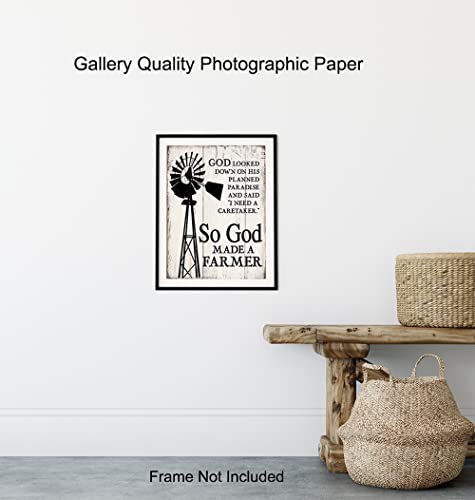 So God Made a Farmer Wall Decor - 8x10 Farm Poster - Farm Wall Art Sign - Farm Pictures - Farm Wall Decor for Living Room, Kitchen - Christian Religious Gifts - Farmhouse Decor - Paul Harvey