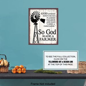 So God Made a Farmer Wall Decor - 8x10 Farm Poster - Farm Wall Art Sign - Farm Pictures - Farm Wall Decor for Living Room, Kitchen - Christian Religious Gifts - Farmhouse Decor - Paul Harvey