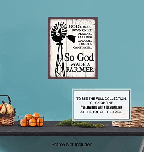 So God Made a Farmer Wall Decor - 8x10 Farm Poster - Farm Wall Art Sign - Farm Pictures - Farm Wall Decor for Living Room, Kitchen - Christian Religious Gifts - Farmhouse Decor - Paul Harvey