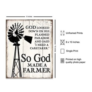 So God Made a Farmer Wall Decor - 8x10 Farm Poster - Farm Wall Art Sign - Farm Pictures - Farm Wall Decor for Living Room, Kitchen - Christian Religious Gifts - Farmhouse Decor - Paul Harvey