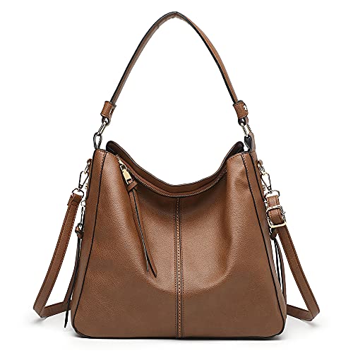 Hobo Bags for women Shoulder Bags Ladies Soft Vegan Leather Purses Handbags Tote Fashion Designer Work Bags Woman Satchel (New Brown)