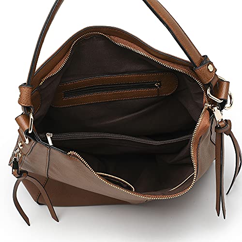 Hobo Bags for women Shoulder Bags Ladies Soft Vegan Leather Purses Handbags Tote Fashion Designer Work Bags Woman Satchel (New Brown)