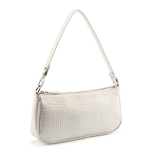 CHIC DIARY Women Tote Bag Small Clutch Purse Shoulder Handbag with Zipper (White)