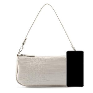 CHIC DIARY Women Tote Bag Small Clutch Purse Shoulder Handbag with Zipper (White)