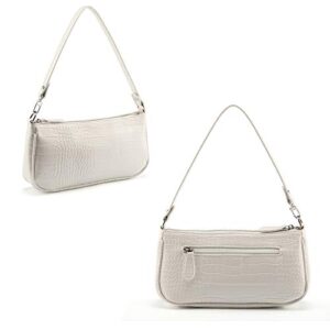 CHIC DIARY Women Tote Bag Small Clutch Purse Shoulder Handbag with Zipper (White)