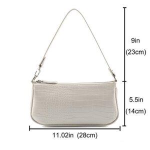 CHIC DIARY Women Tote Bag Small Clutch Purse Shoulder Handbag with Zipper (White)