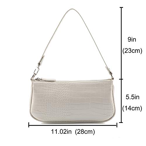 CHIC DIARY Women Tote Bag Small Clutch Purse Shoulder Handbag with Zipper (White)