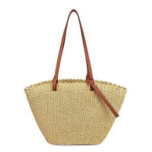 handwoven rattan vintage purse bag hollow out straw beach bag handbag beach sea tote basket straw vacation bag (brown)