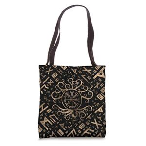 vegvisir and tree of life -yggdrasil tote bag