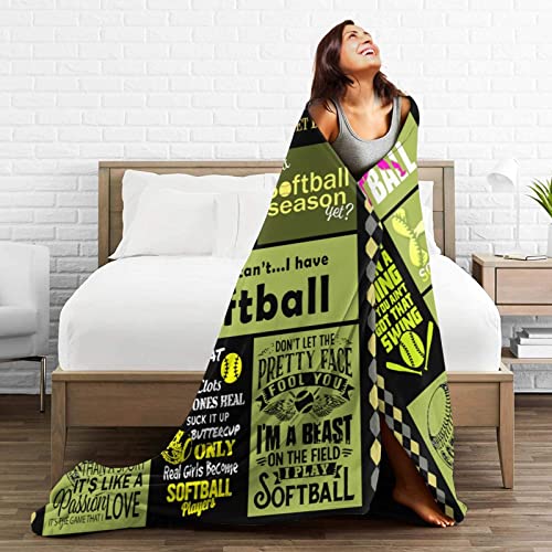 PNNUO Throw Blanket - Softball Fleece Throw Blanket,Super Soft Ultra-Soft Micro Fleece Blanket for Bedroom Sofa Couch 50"X40"