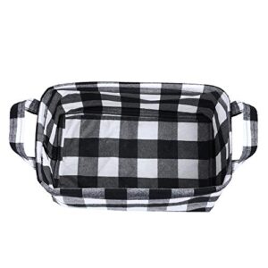 Black and White Foldable Storage Baskets,Buffalo Plaid Cube Storage Bins for Shelves Waterproof Set Home Office Organizer Containers for Toys, Clothes, Towels, Drawers 3 Pack