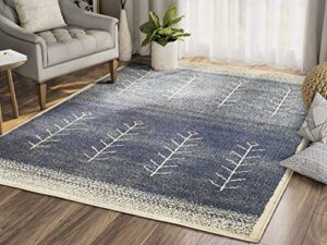 abani southwestern distressed vintage style area rug, mesa collection – blue & beige plant stalk design 6’x9′ accent rug rugs