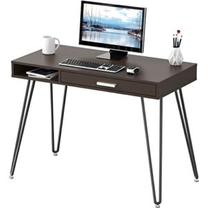 shw home office computer hairpin leg desk with drawer