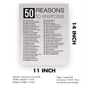 "50 Reasons to Exercise" Motivational Quotes Exercise Wall Sign -11 x 14" Inspirational Fitness Poster Print-Ready to Frame. Positive Decor for Home-Gym-Weight Room. Great Gift of Motivation!