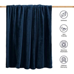 SLEEP ZONE Flannel Fleece Blanket Throw Size (50"x60") Lightweight Super Soft Fuzzy Plush Bed Sofa Couch Travel Blanket (Navy)