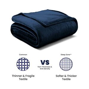 SLEEP ZONE Flannel Fleece Blanket Throw Size (50"x60") Lightweight Super Soft Fuzzy Plush Bed Sofa Couch Travel Blanket (Navy)