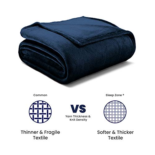 SLEEP ZONE Flannel Fleece Blanket Throw Size (50"x60") Lightweight Super Soft Fuzzy Plush Bed Sofa Couch Travel Blanket (Navy)