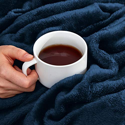 SLEEP ZONE Flannel Fleece Blanket Throw Size (50"x60") Lightweight Super Soft Fuzzy Plush Bed Sofa Couch Travel Blanket (Navy)