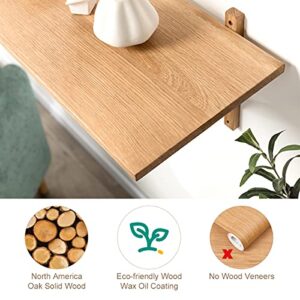 TRWISWDC Floating Shelves Oak 24 inches Natural Wood Wall Shelf Wall Mounted Rustic Floating Shelf with Brackets for Bedroom Living Room Bathroom Kitchen Office Wall Storage Shelf