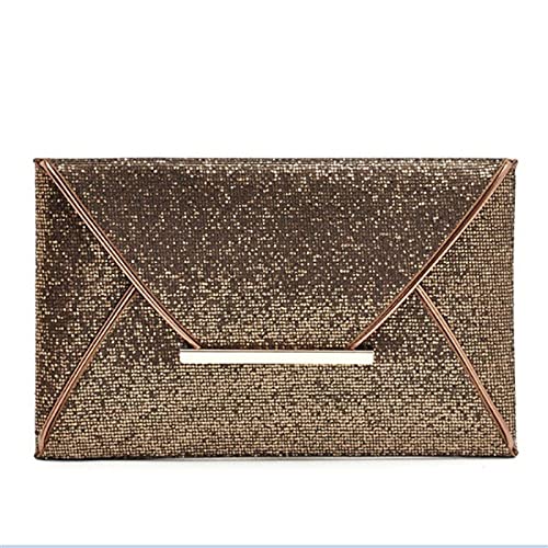 AOOF Female Bag Clutch Envelope Bag Horizontal Style Ladies Korean Dinner Sequined Small Bag Clutch Purse Evening Bag Bronze