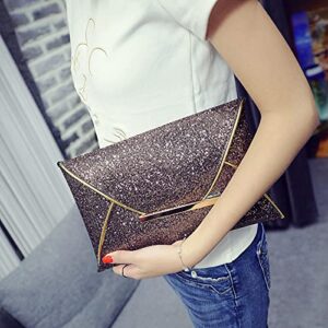 AOOF Female Bag Clutch Envelope Bag Horizontal Style Ladies Korean Dinner Sequined Small Bag Clutch Purse Evening Bag Bronze