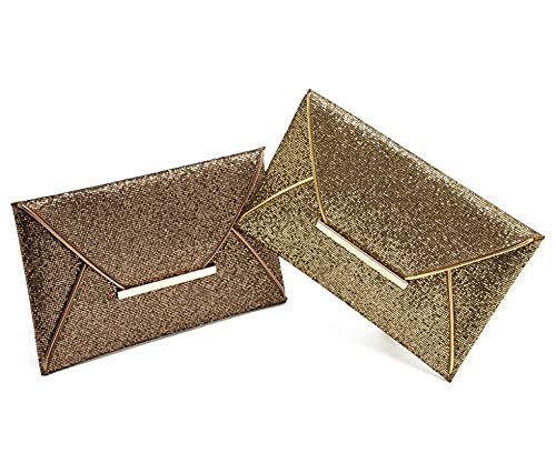 AOOF Female Bag Clutch Envelope Bag Horizontal Style Ladies Korean Dinner Sequined Small Bag Clutch Purse Evening Bag Bronze