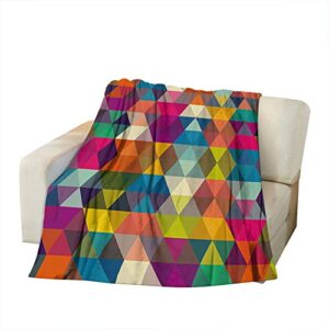 AOYEGO Triangle Blanket Geometric Colorful Stylish Design Art Repeat Modern Regular Rainbow Throw Blanket Cozy Modern 60X80 Inch Flannel for Chair Bedroom Home Sofa Car Pets Puppy Kitten