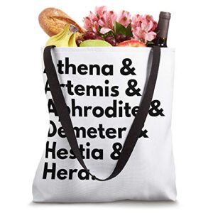 Greek Mythology Goddess List: Athena Aphrodite Artemis Hera Tote Bag