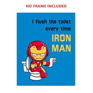 paintlig Superhero Wall Decor - Unframed Boy's Bathroom Decor, 8X10 inch Motivational Wall Decor, Set of 4 Marvel Wall Decor Art Prints for Kids Bathroom