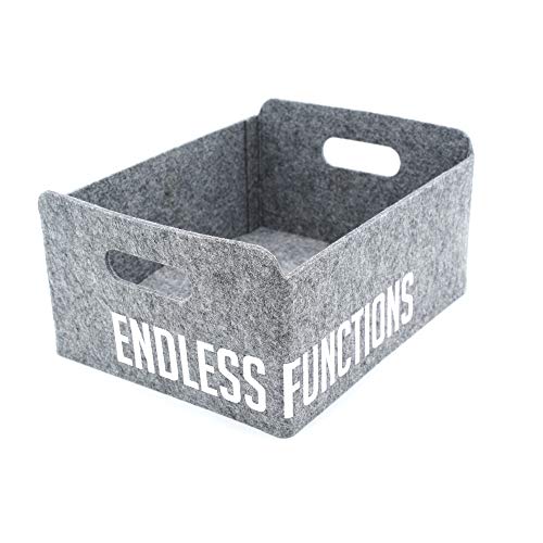 ENDLESS FUNCTIONS - Felt Printed Collapsible Stoage Bin, (Gray - Endless Functions)