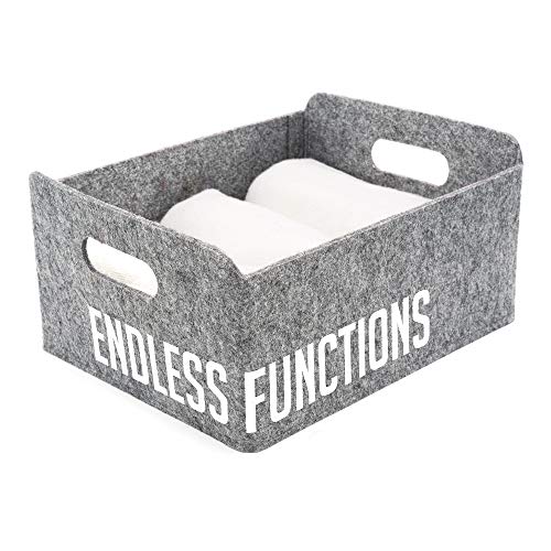 ENDLESS FUNCTIONS - Felt Printed Collapsible Stoage Bin, (Gray - Endless Functions)