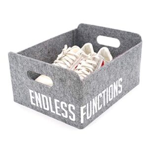 ENDLESS FUNCTIONS - Felt Printed Collapsible Stoage Bin, (Gray - Endless Functions)