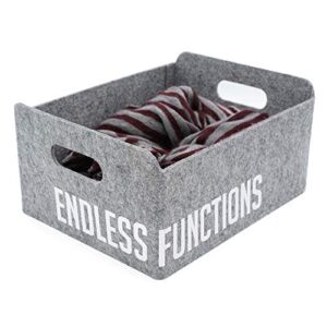 ENDLESS FUNCTIONS - Felt Printed Collapsible Stoage Bin, (Gray - Endless Functions)