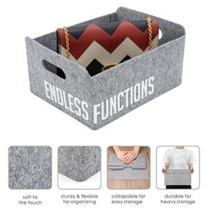 ENDLESS FUNCTIONS - Felt Printed Collapsible Stoage Bin, (Gray - Endless Functions)