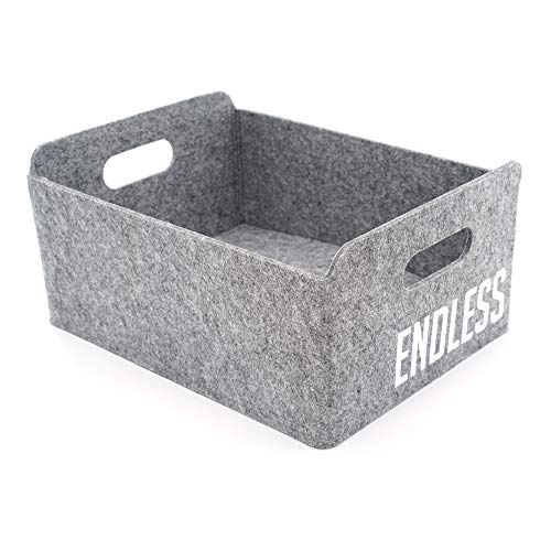 ENDLESS FUNCTIONS - Felt Printed Collapsible Stoage Bin, (Gray - Endless Functions)