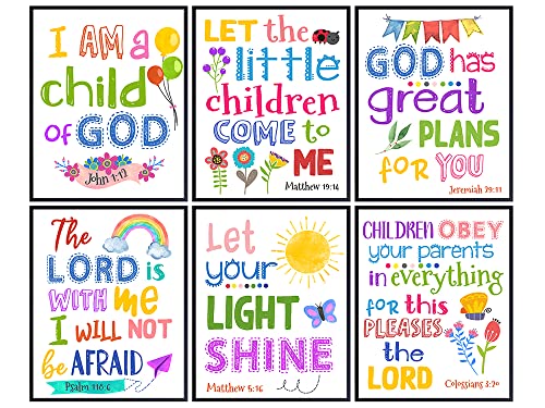 Bible Verse Wall Art - Scripture Wall Art - Christian Wall Art for Kids, Boys, Girls Bedroom - Religious Gifts for Kids - Aesthetic Wall Collage Kit - God Wall Decor - Positive Inspirational Quotes