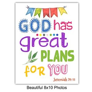 Bible Verse Wall Art - Scripture Wall Art - Christian Wall Art for Kids, Boys, Girls Bedroom - Religious Gifts for Kids - Aesthetic Wall Collage Kit - God Wall Decor - Positive Inspirational Quotes