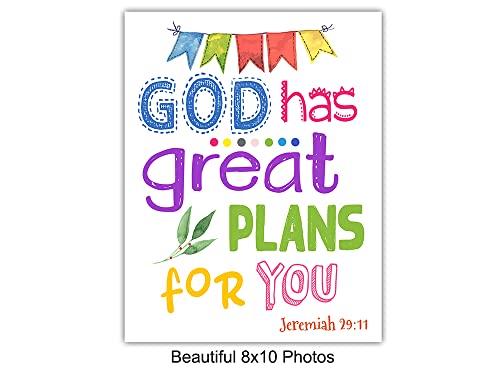 Bible Verse Wall Art - Scripture Wall Art - Christian Wall Art for Kids, Boys, Girls Bedroom - Religious Gifts for Kids - Aesthetic Wall Collage Kit - God Wall Decor - Positive Inspirational Quotes