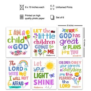 Bible Verse Wall Art - Scripture Wall Art - Christian Wall Art for Kids, Boys, Girls Bedroom - Religious Gifts for Kids - Aesthetic Wall Collage Kit - God Wall Decor - Positive Inspirational Quotes