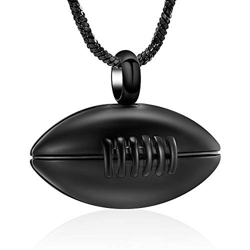 Yinplsmemory Cremation Jewelry Football Memorial Urn Necklace for Ashes Holder Stainless Steel Ashes Keepsake Urn Jewelry for Brother Boyfriend