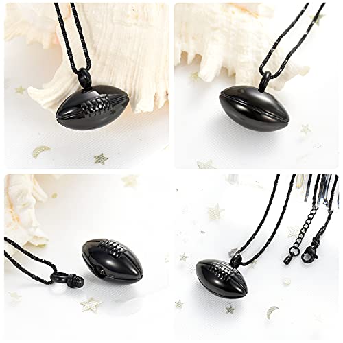 Yinplsmemory Cremation Jewelry Football Memorial Urn Necklace for Ashes Holder Stainless Steel Ashes Keepsake Urn Jewelry for Brother Boyfriend