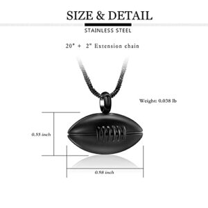 Yinplsmemory Cremation Jewelry Football Memorial Urn Necklace for Ashes Holder Stainless Steel Ashes Keepsake Urn Jewelry for Brother Boyfriend